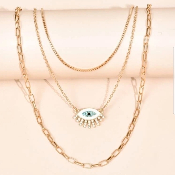 Jewelry | New 3 Piece Rhinestone Detail Eye Gold Colored Worn For Good Luck | Poshmark